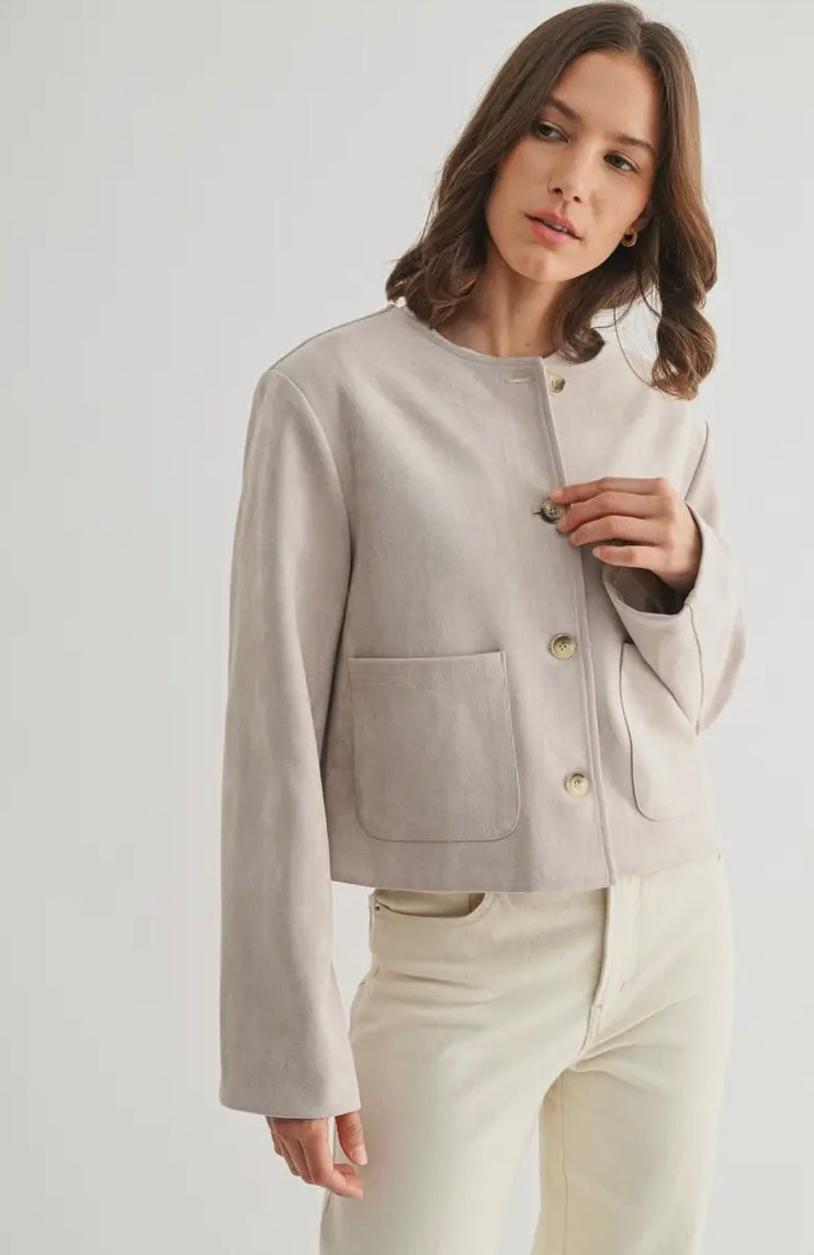suede butter jacket – sunny grae